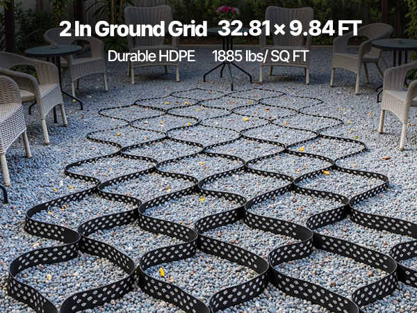 Ground Grid 2-Inch Depth Geocell Grid 32.81x9.84 FT / 10000x3000 mm for ...