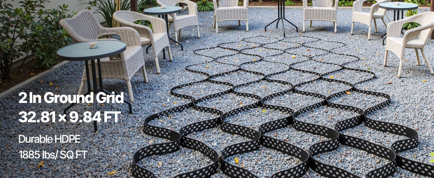 Ground Grid 2-Inch Depth Geocell Grid 32.81x9.84 FT / 10000x3000 mm for ...