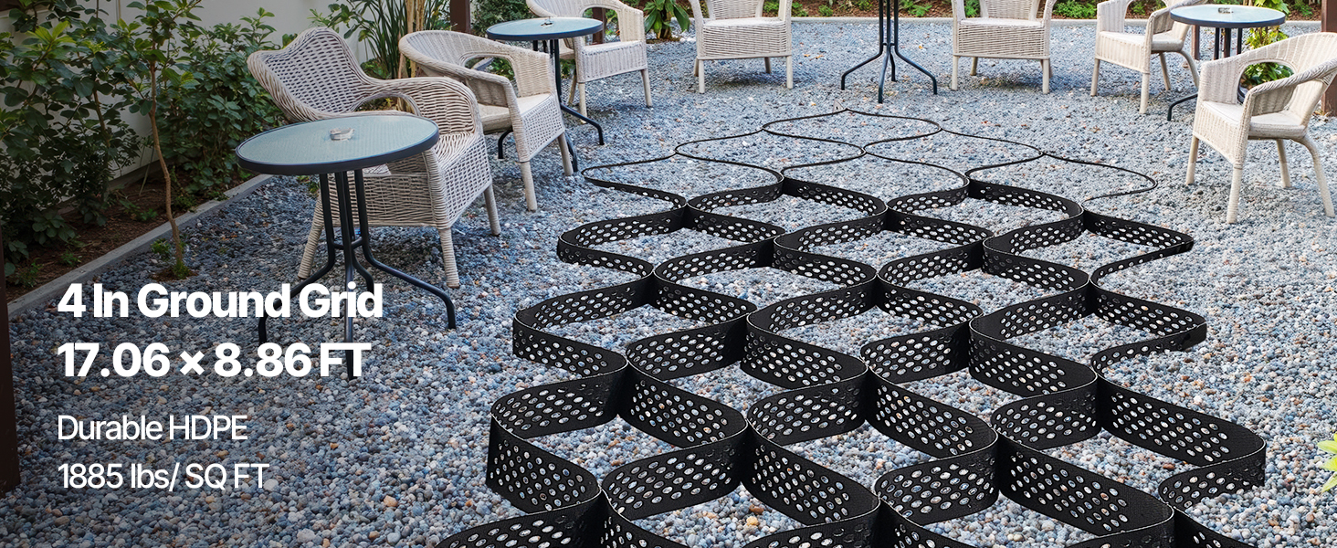 Ground Grid 4-Inch Depth Geocell Grid 17.06x8.86 FT / 5200x2700 mm for ...