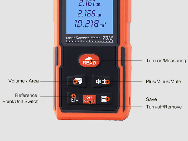 VEVOR Laser Measure, 229 ft, ±1/16'' Accuracy Laser Distance Measure ...