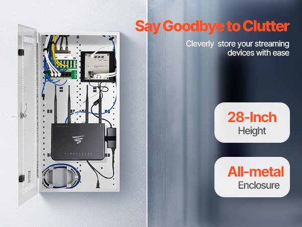 Structured Media Center Enclosure 28 in with Vented Hinged Door Cable ...
