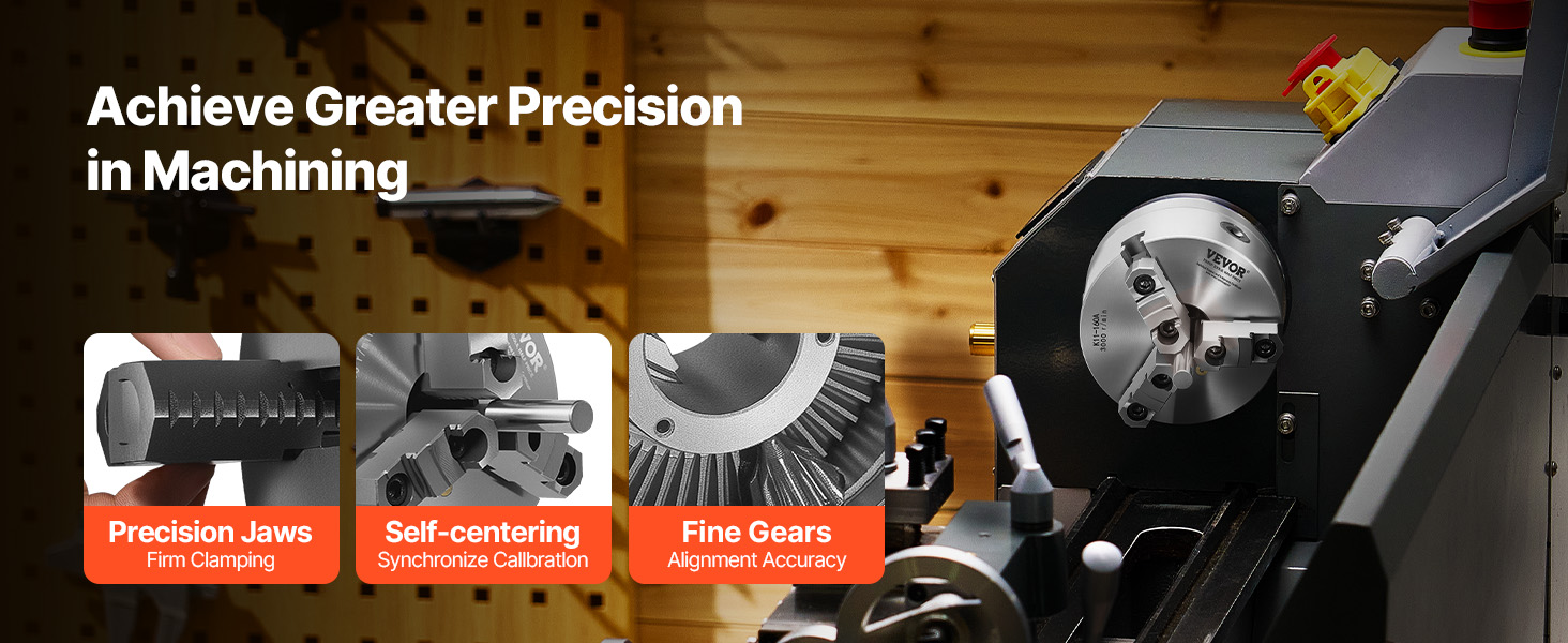 6 Inch 3-Jaw Self-Centering Lathe Chuck with 1 1/2 in-8 Threaded ...