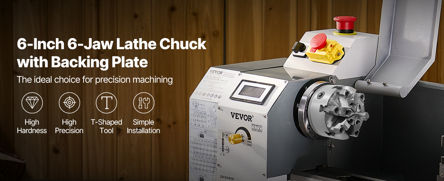 6 Inch 6-Jaw Self-Centering Lathe Chuck with D1-4 Cam Lock Backing ...