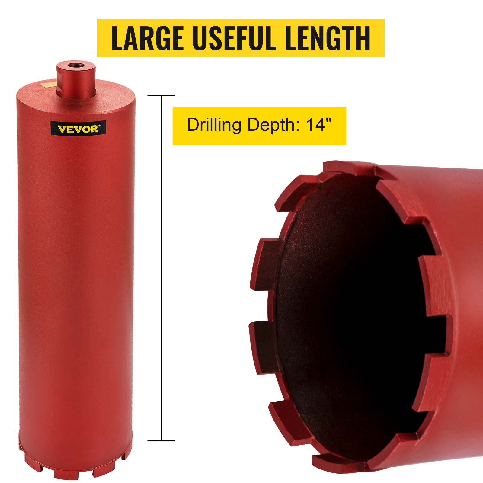 VEVOR Diamond Core Drill, 5"/127mm Diameter Core Drill Bit, 14"/355mm ...