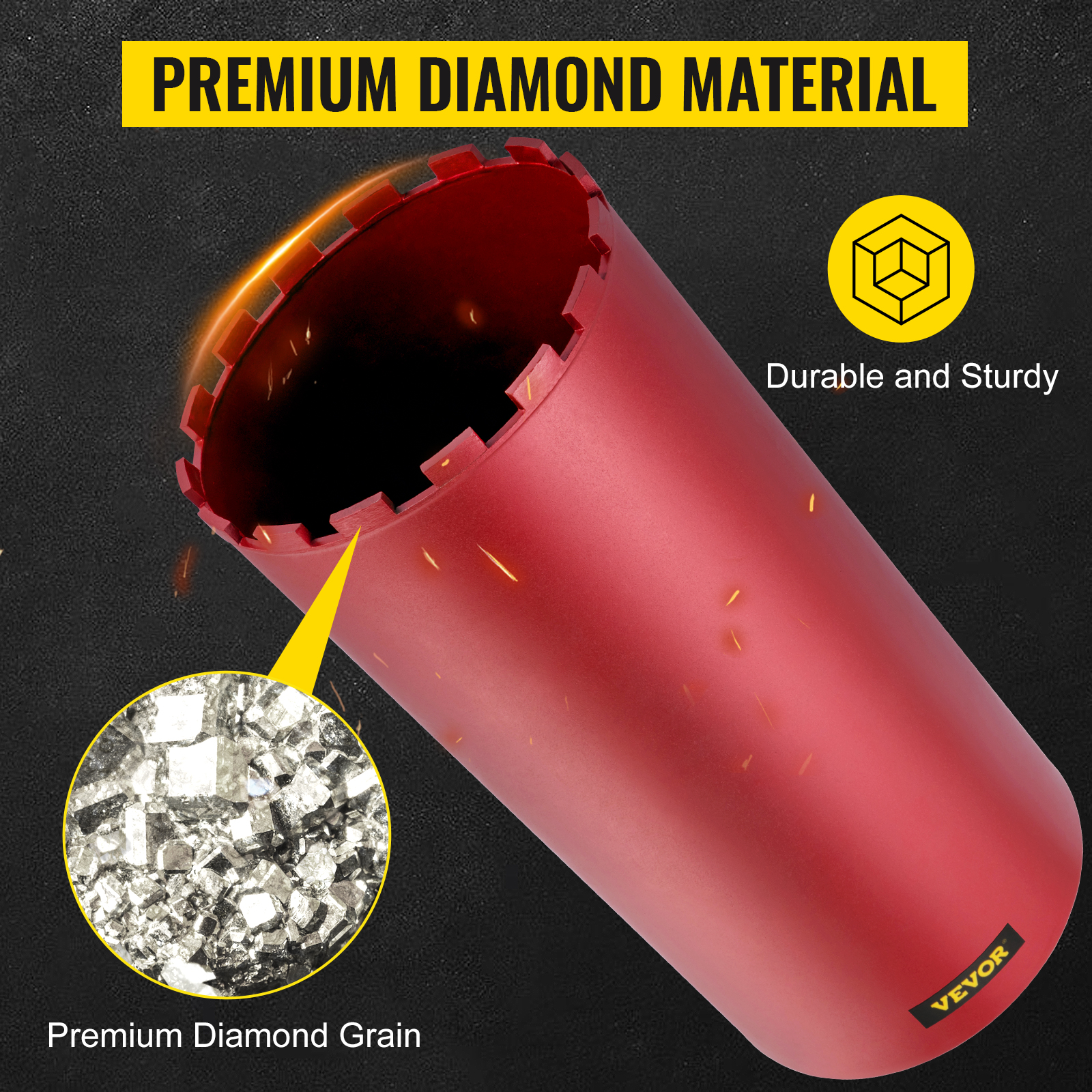 VEVOR Diamond Core Drill, 8"/203mm Diameter Core Drill Bit, 14"/355mm ...