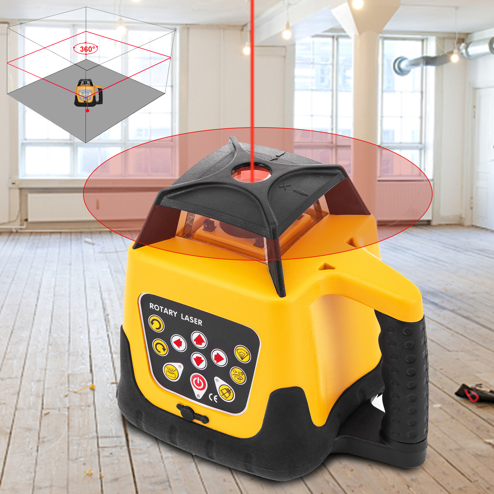 VEVOR Rotary Laser Level Kit Red Beam Digital Self-Leveling Rotary ...