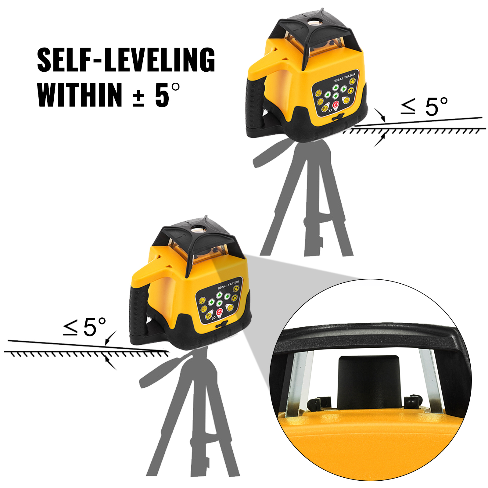 Vevor Rotary Green Laser Kit 500m+1.65m Aluminum Tripod+5m Laser Level ...