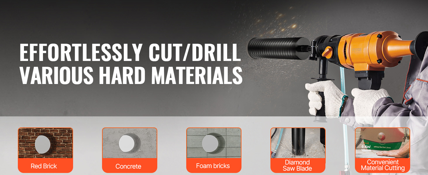 VEVOR Core Drill Bit, 4" Wet/Dry Diamond Core Drill Bits for Brick and ...