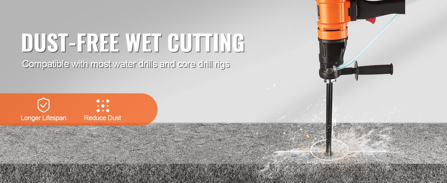 VEVOR Core Drill Bit, 1" Wet Diamond Core Drill Bits, 14" Drilling Depth Concrete Core Drill Bit ...