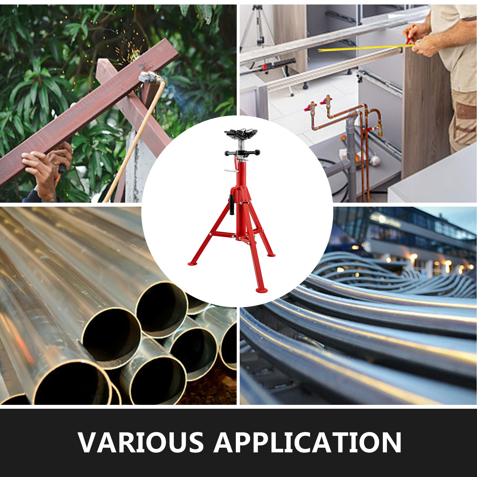 VEVOR Pipe Jack Stand with 4-Ball Transfer V-Head 6mm Thickness and ...