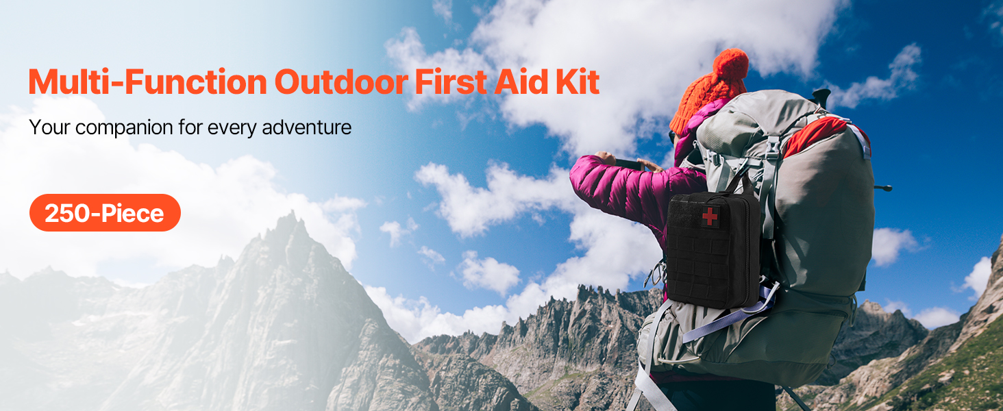Survival First Aid Kit 250 Pieces Emergency Medical Trauma Bag for ...