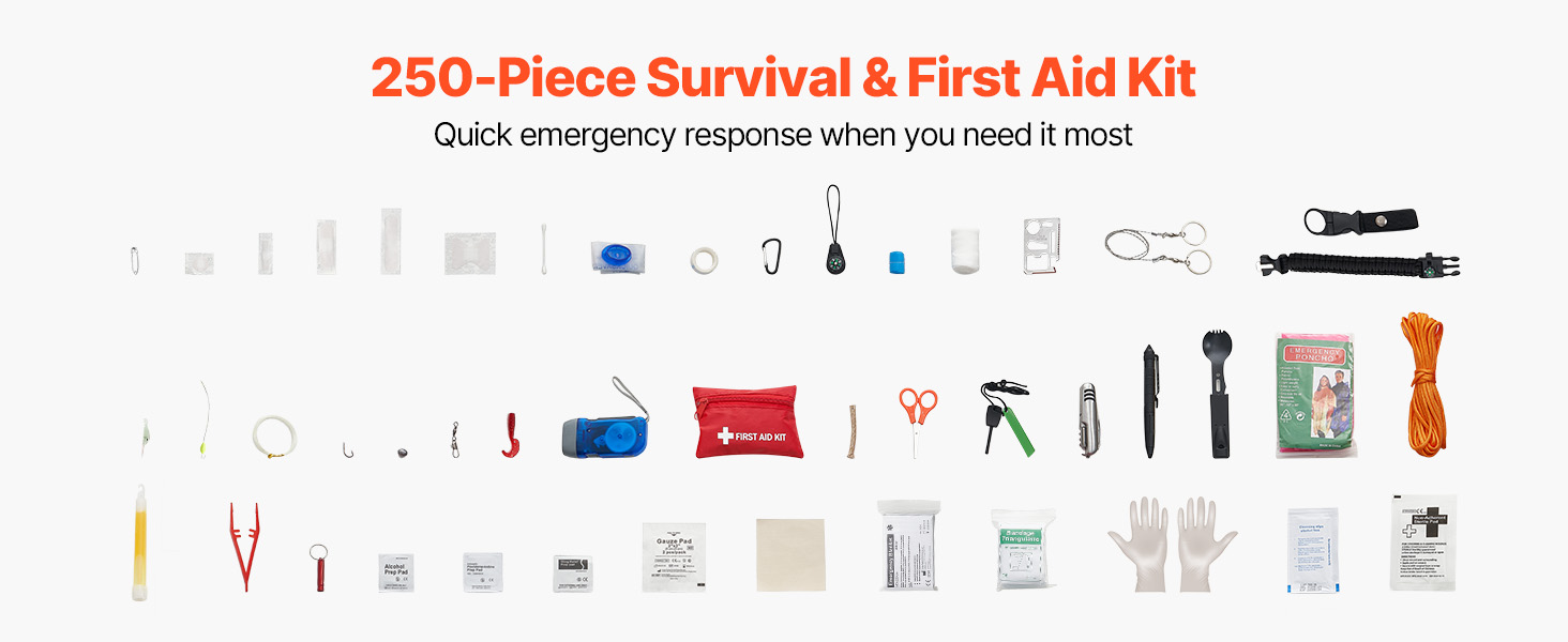 Survival First Aid Kit 250 Pieces Emergency Medical Trauma Bag for ...