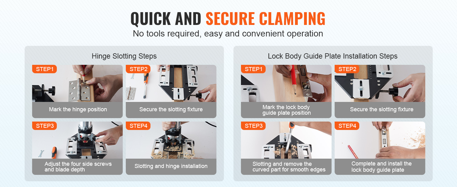 VEVOR Door Hinge Jig, Aluminum Alloy Woodworking Hole Opener, Slotting ...