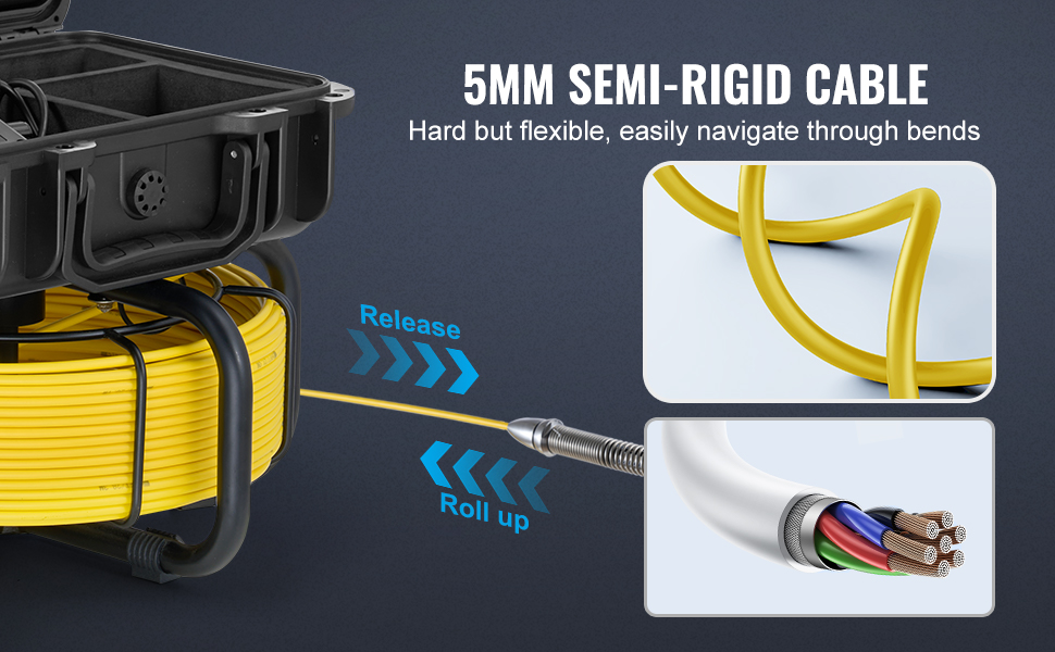 VEVOR Sewer Camera 165 ft/50m Self-Leveling Drain Camera with 9" Screen ...