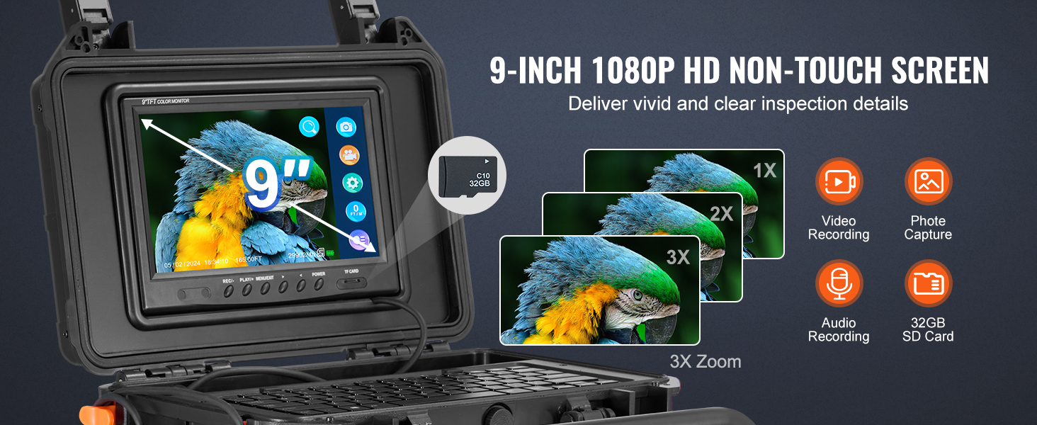 Sewer Camera 165 ft/50m Self-Leveling Drain Camera with 512Hz ...