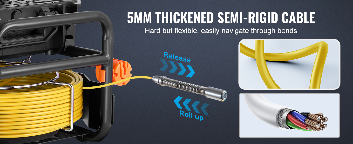 VEVOR Sewer Camera 230 ft/70m Self-Leveling Drain Camera with 512Hz ...