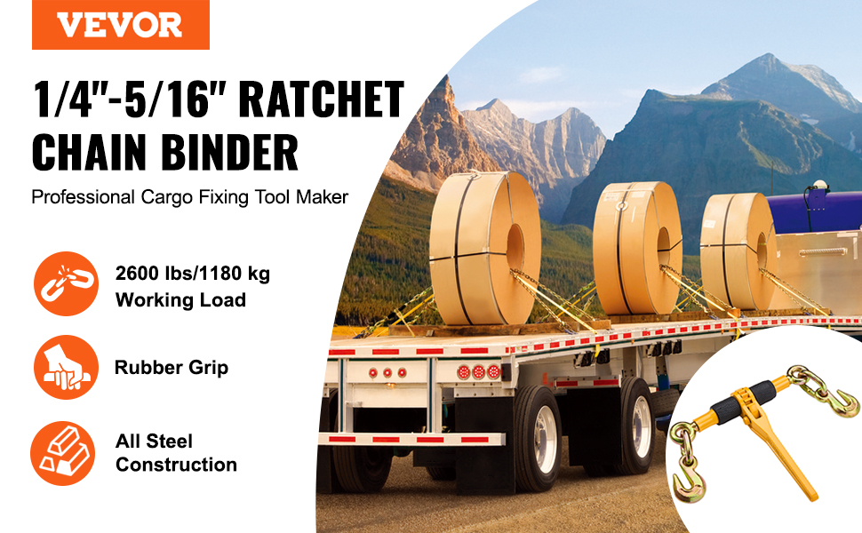 VEVOR Chain Binder Ratchet Load Binder 1/4"-5/16" 2600 lbs for Tie Down ...