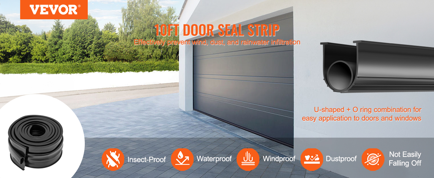 VEVOR deurafdichting, garagedeurrubbers, 3 m, rubberen afdichtstrips ...