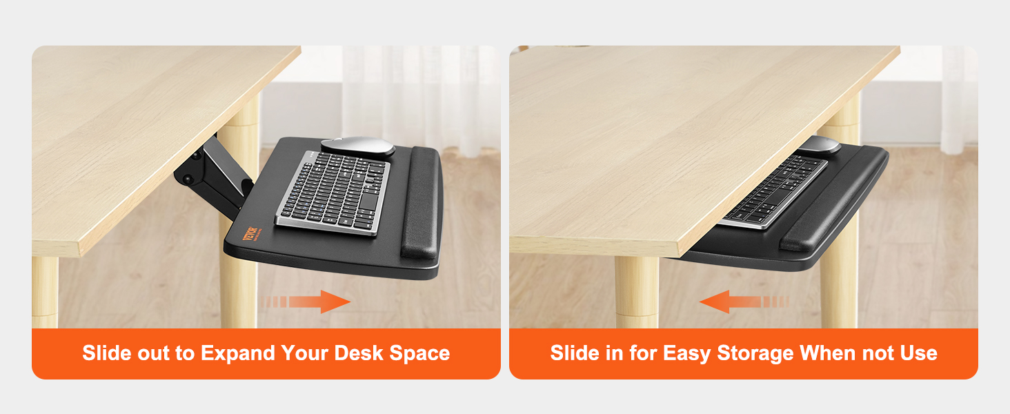 VEVOR Keyboard Tray under Desk Adjustable Height, Height and Angle ...