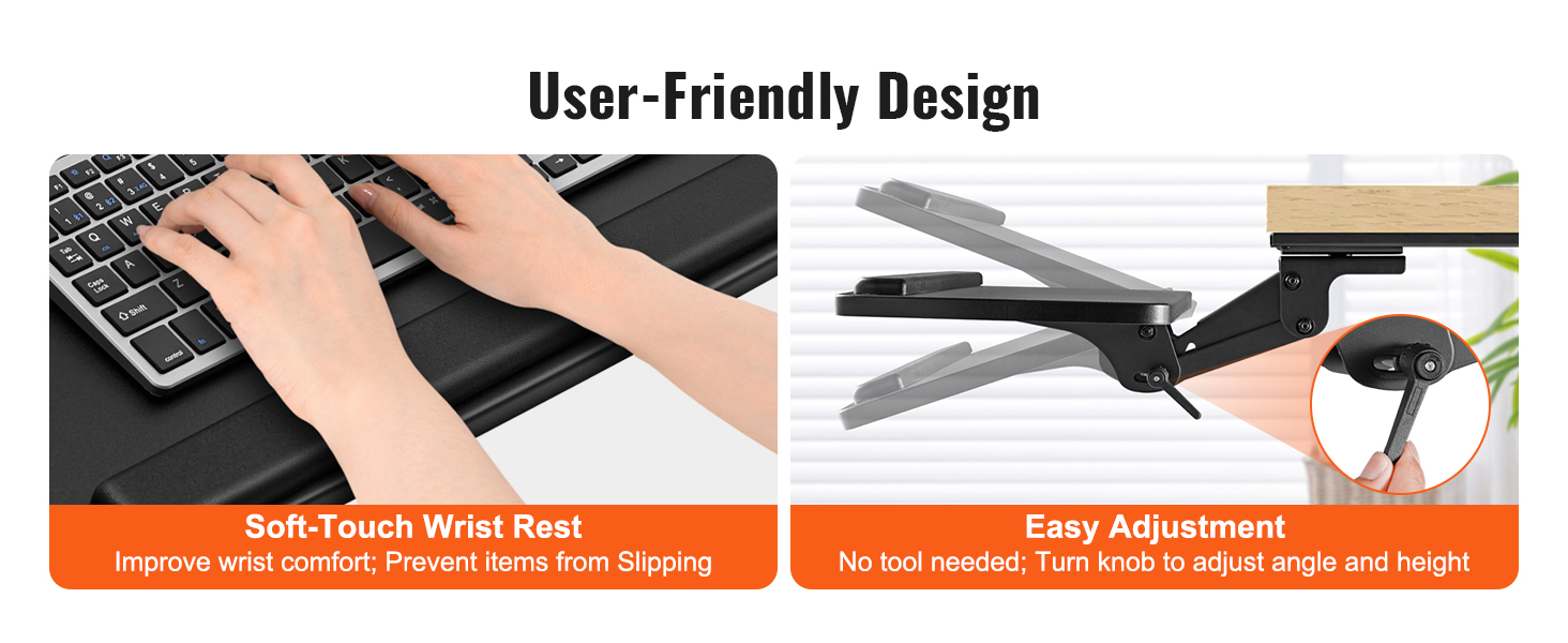 VEVOR Keyboard Tray under Desk Adjustable Height, Height and Angle ...