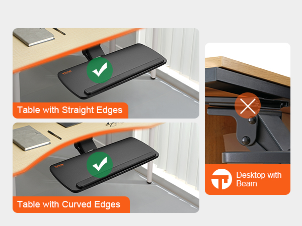 VEVOR Keyboard Tray under Desk Adjustable Height, Height and Angle ...
