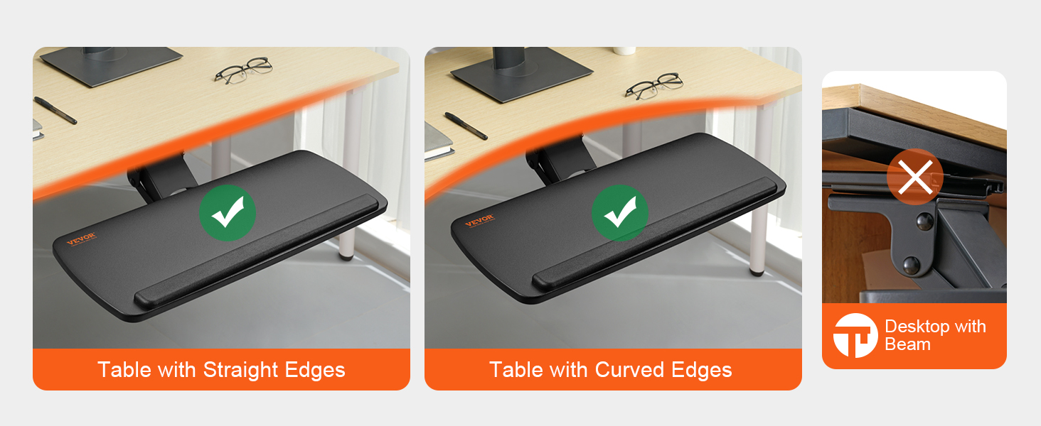 VEVOR Keyboard Tray under Desk Adjustable Height, Height and Angle ...