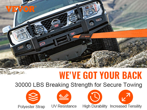 VEVOR Off-Road Recovery Kit, 3" x 30', Heavy Duty Winch Recovery Kit ...