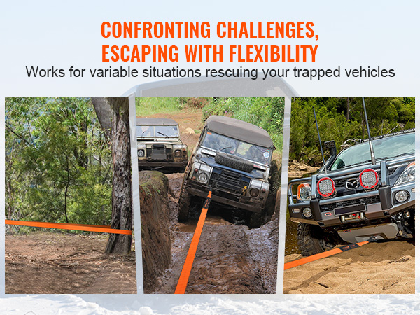 VEVOR Off-Road Recovery Kit, 3" x 30', Heavy Duty Winch Recovery Kit ...