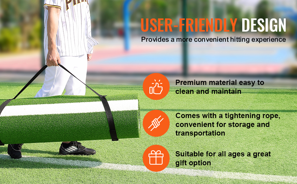 VEVOR Baseball Softball Hitting Batting Mat, 10' x 3.8' Indoor/Outdoor ...