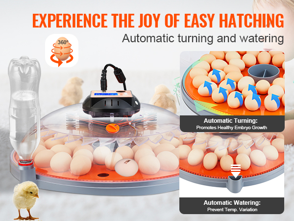 VEVOR 48 Egg Incubator, Incubators for Hatching Eggs, 360° Automatic ...