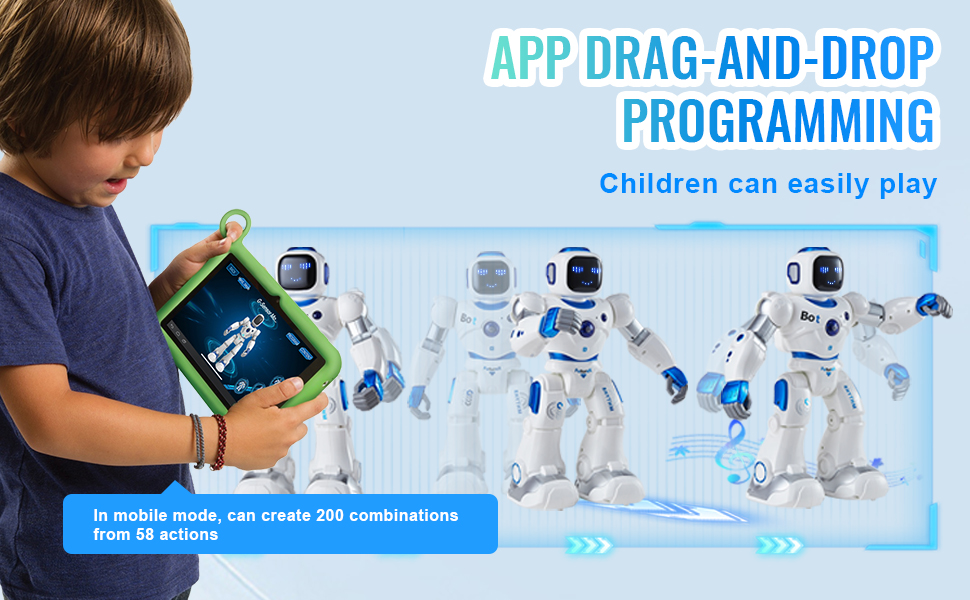 VEVOR RC Robot Toy Talking Dancing Touch Voice APP Remote Control ...
