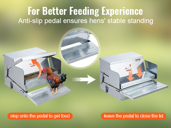 VEVOR Automatic Chicken Feeder, 25 lbs Capacity Feeds 10 Chickens up to ...