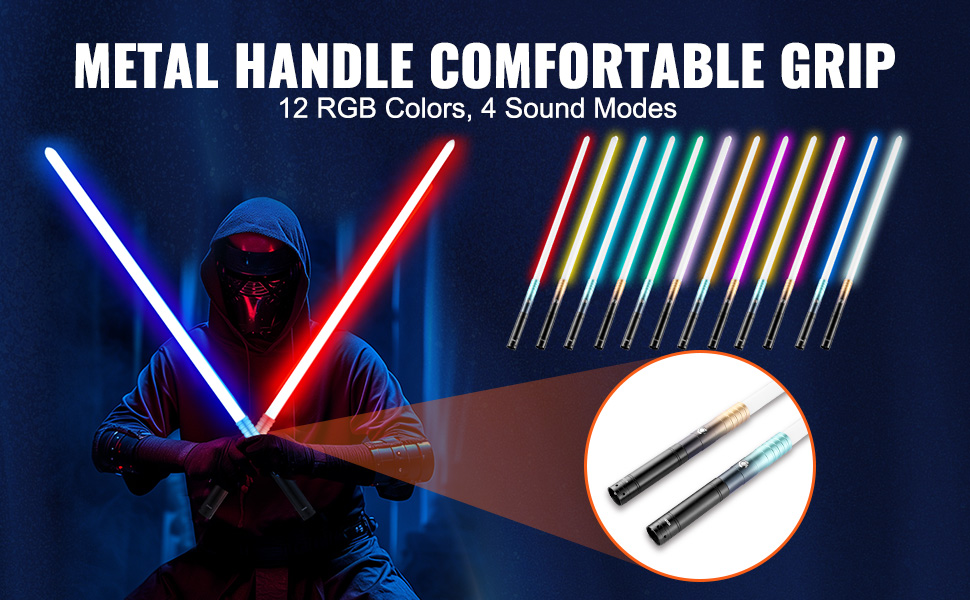 Lightsaber 12 RGB Colors 4 Sounds Rechargeable FX Dueling Light Saber ...