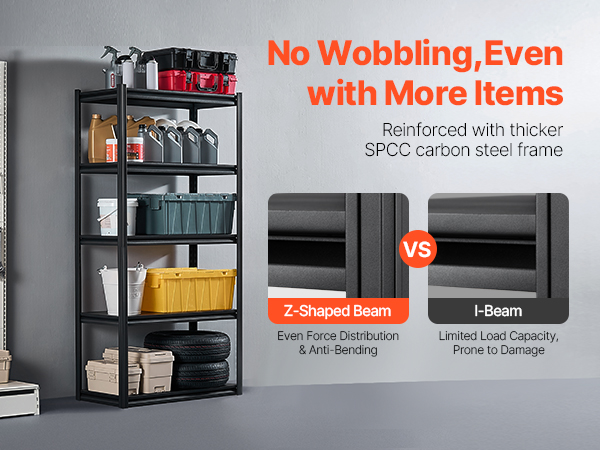 VEVOR Storage Shelves 18" D x 36" W x 72" H 5-tier Garage Storage ...