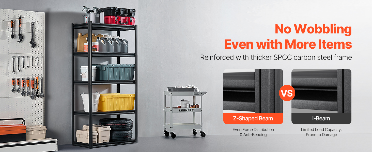 VEVOR Storage Shelves 18" D x 36" W x 72" H 5-tier Garage Storage ...