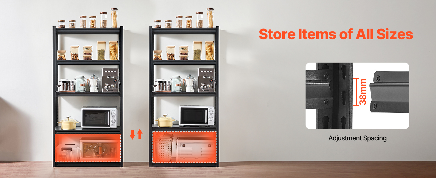 VEVOR Storage Shelves 18" D x 36" W x 72" H 5-tier Garage Storage ...