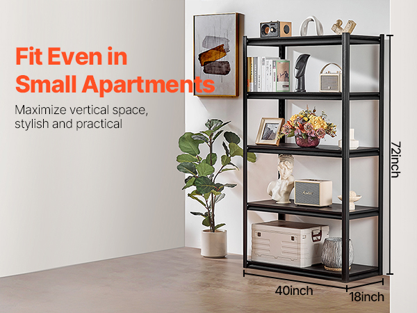 VEVOR Storage Shelves 18" D x 40" W x 72" H 5-tier Garage Storage ...