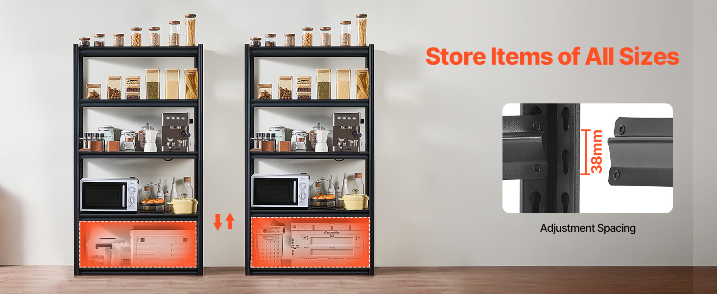 VEVOR Storage Shelves 18" D x 40" W x 72" H 5-tier Garage Storage ...