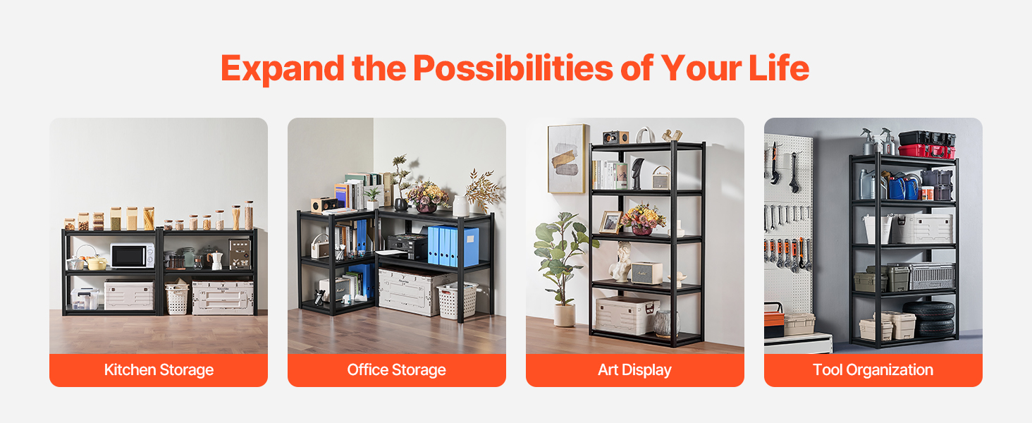 VEVOR Storage Shelves 18" D x 40" W x 72" H 5-tier Garage Storage ...