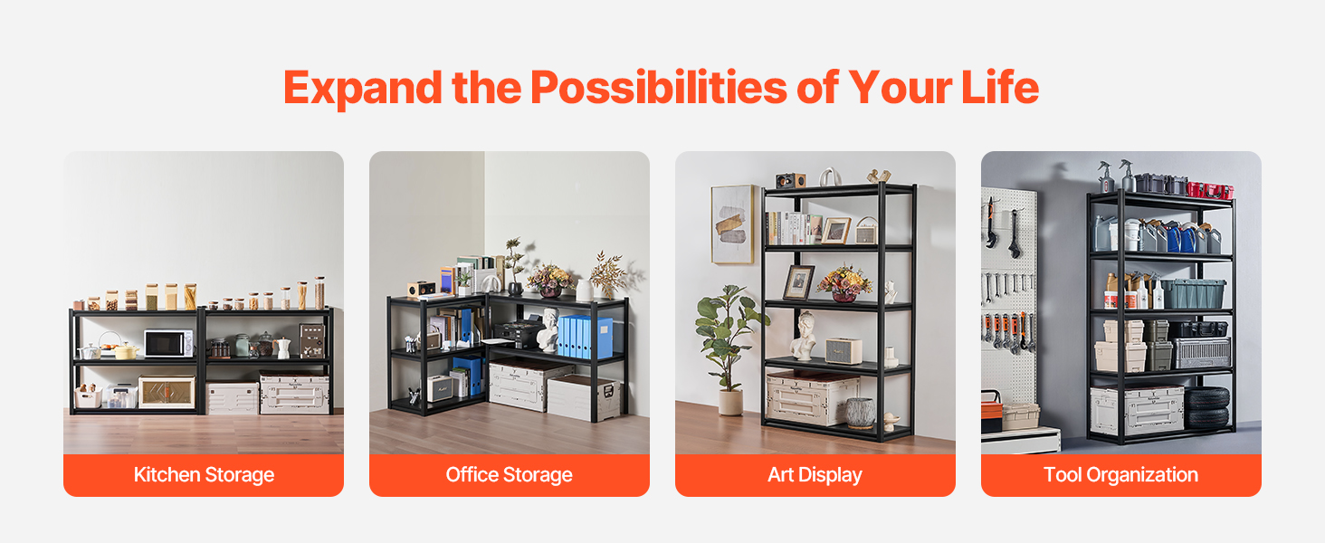 VEVOR Storage Shelves 18" D x 48" W x 78" H 5-tier Garage Storage ...