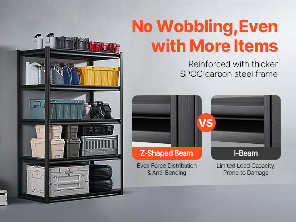 Storage Shelves 24" D x 48" W x 72" H 5-tier Garage Storage Shelving ...