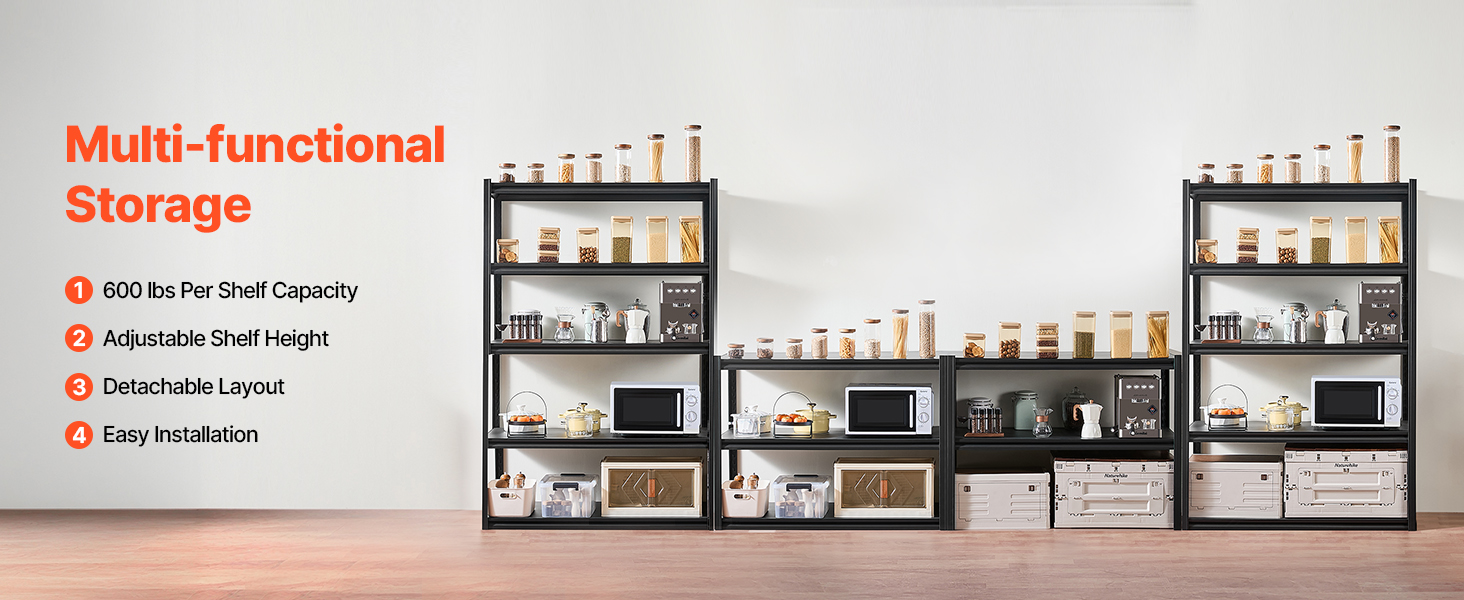 Storage Shelves 24" D x 48" W x 72" H 5-tier Garage Storage Shelving ...