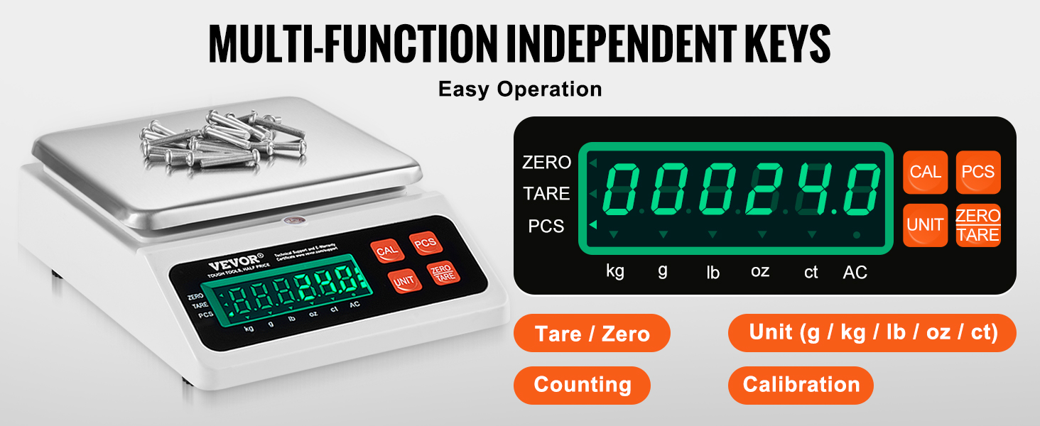 VEVOR Industrial Counting Scale, 10 kg x 0.1 g, Digital Scale for Parts ...