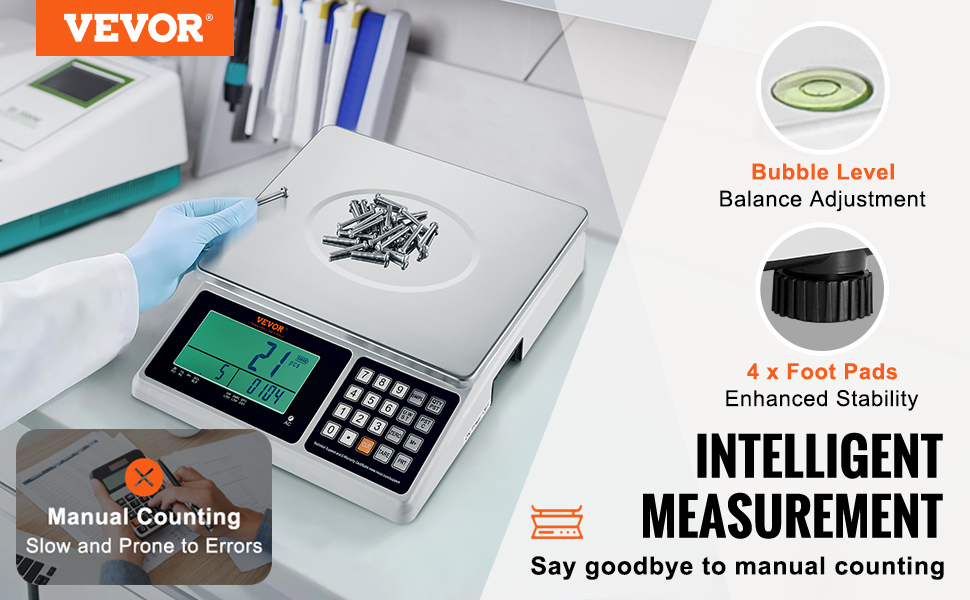 VEVOR Industrial Counting Scale, 30 kg x 1 g, Digital Scale for Parts ...