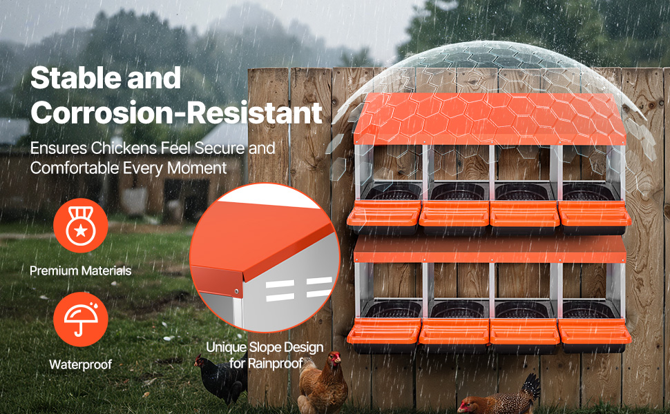 VEVOR 4-Compartment Chicken Nest Box Metal Box with Inclined Nesting ...
