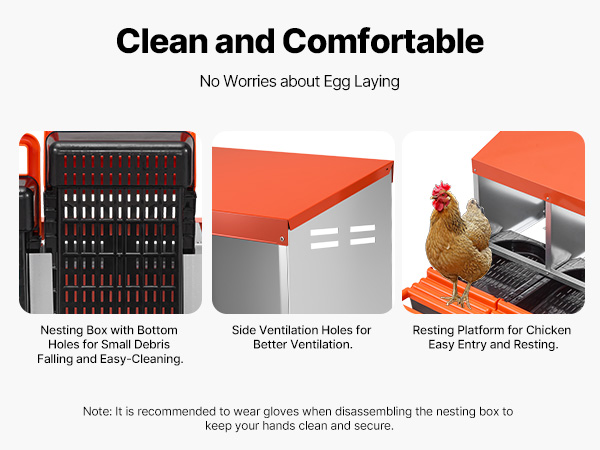VEVOR 4-Compartment Chicken Nest Box Mental Box with Inclined Nesting ...