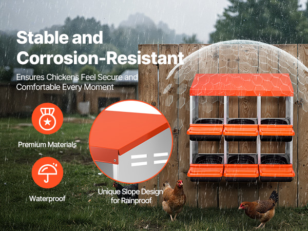 VEVOR 6-Compartment Chicken Nest Box Mental Box with Inclined Nesting ...