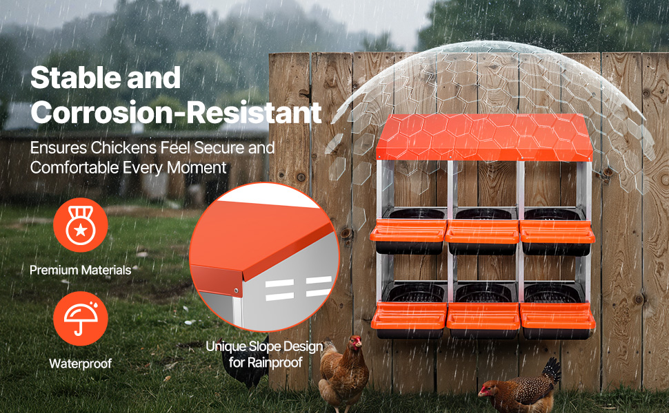 VEVOR 6-Compartment Chicken Nest Box Mental Box with Inclined Nesting ...