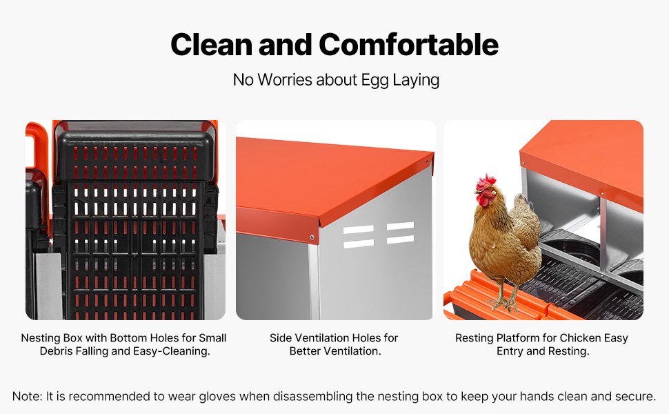 VEVOR 6-Compartment Chicken Nest Box Mental Box with Inclined Nesting ...