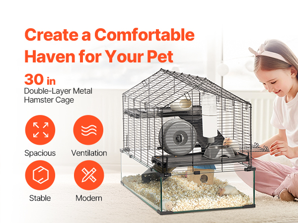 Wire Hamster Cage Habitat 29.5in Pet Rodent Gerbil Mice Small Animal ...